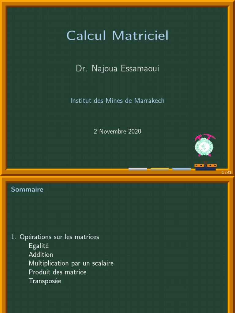 Calcul Matriciel | PDF | Matrice (Mathématiques) | Multiplication