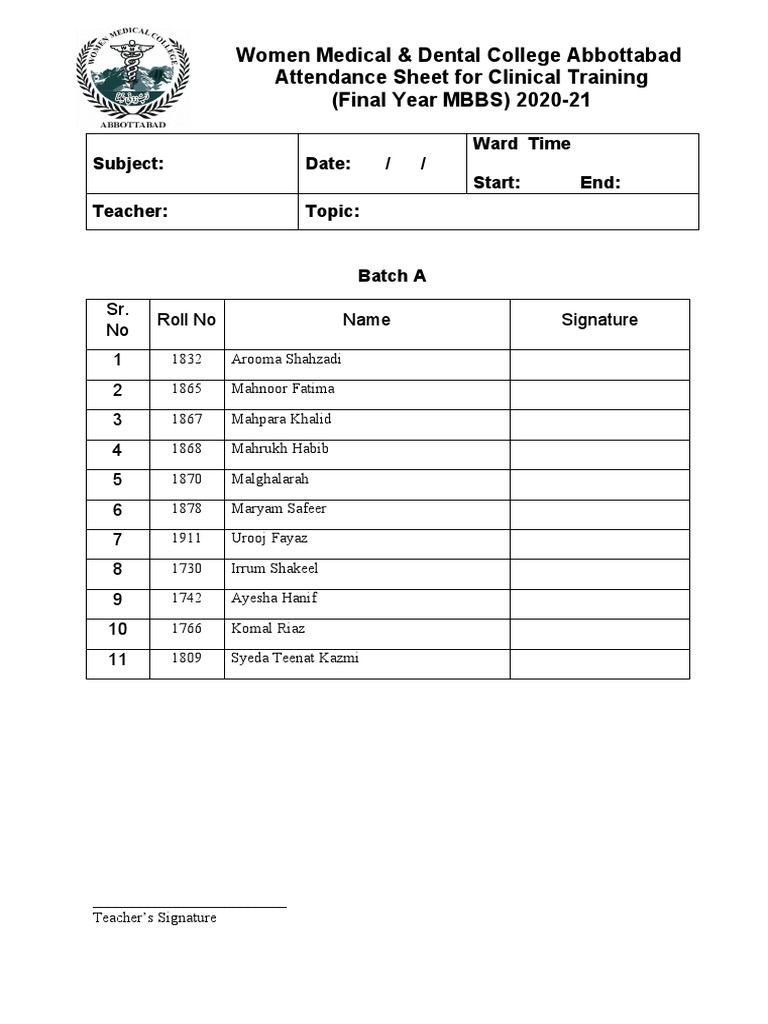 Final Year MBBS Clinical Sheet 2020 2021 March 26, 2021 Provisional ...