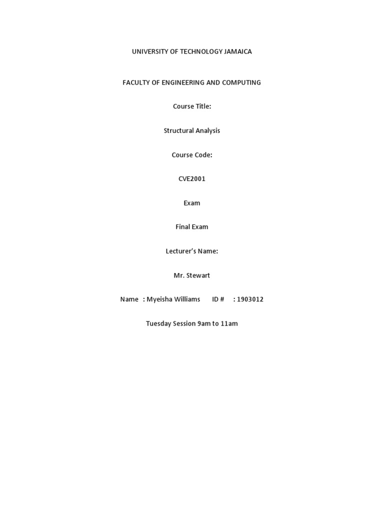 Structural Analysis Final Exam 201 Pdf