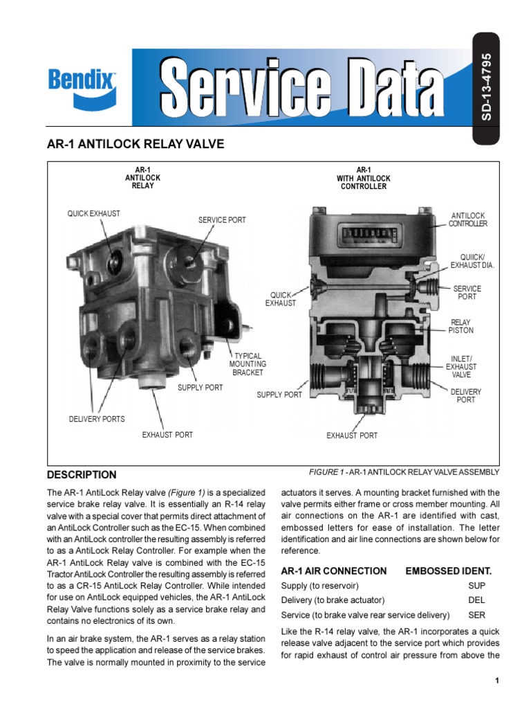 AR-1 Antilock Relay Valve (SD-13-4795) | Download Free PDF | Anti Lock ...