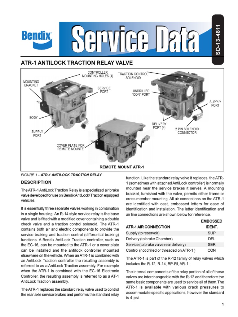 ATR-1 Antilock Traction Relay Valve (SD-13-4811) | PDF | Anti Lock ...