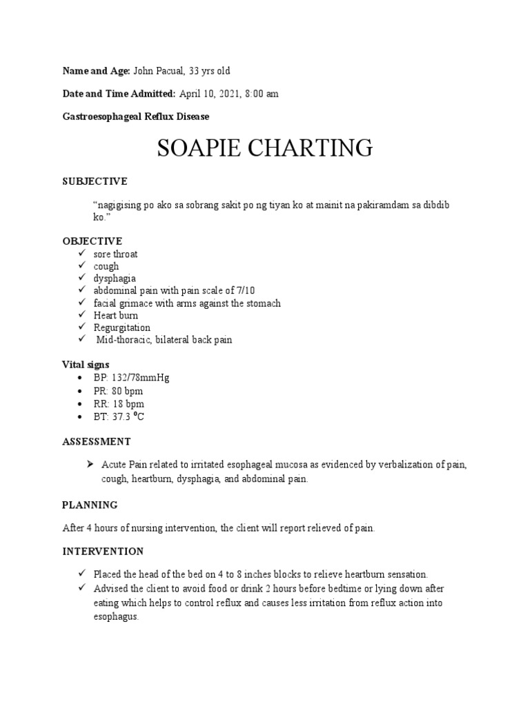GERD Charting | PDF | Gastroesophageal Reflux Disease | Heartburn
