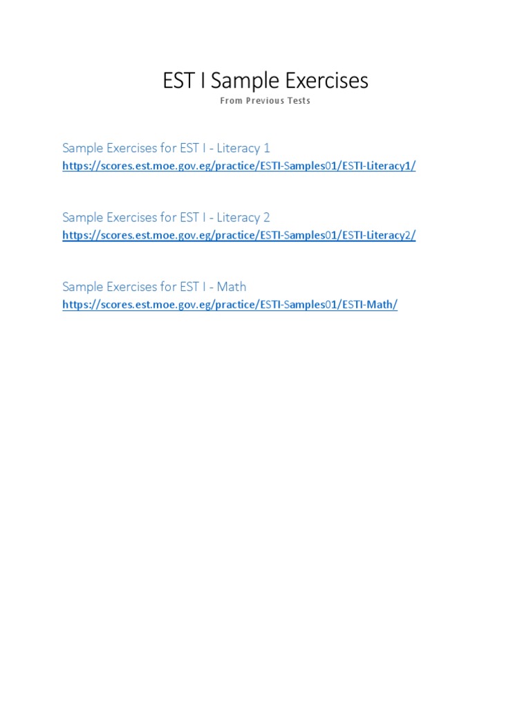 EST I Sample Exercises | PDF