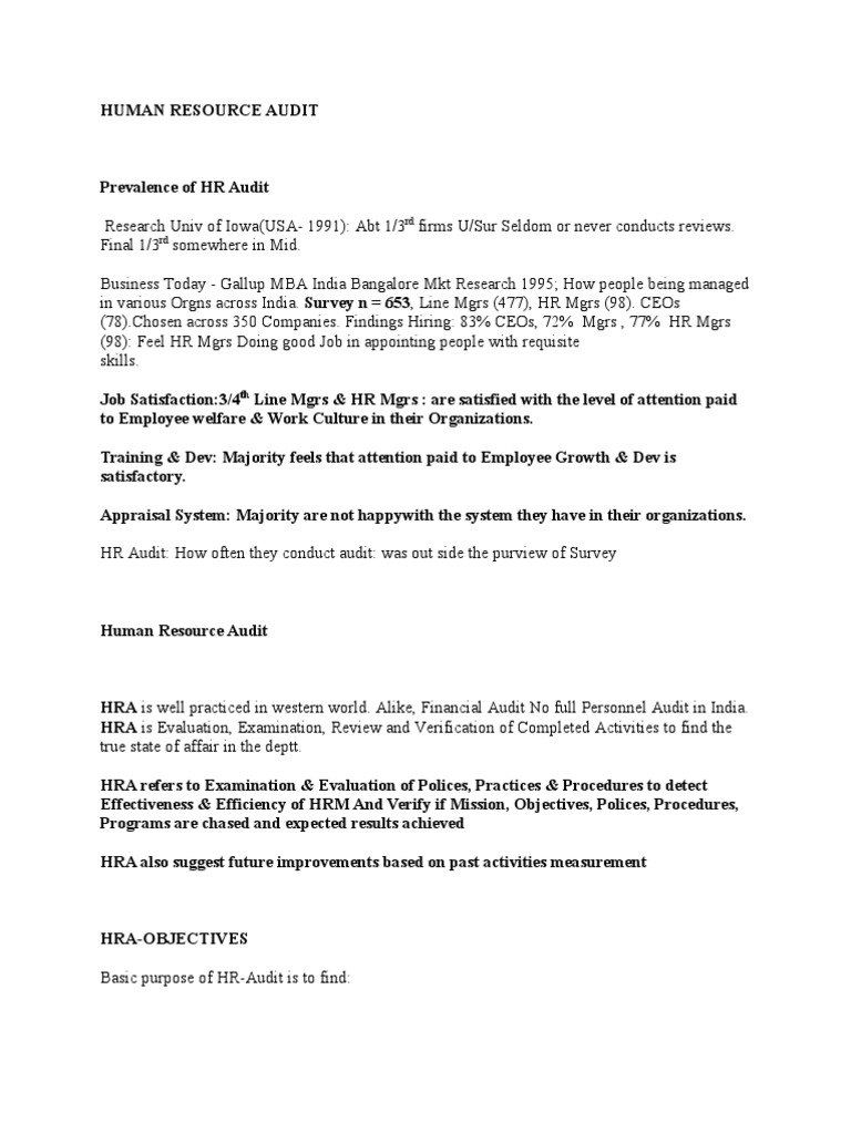 Human Resource Audit | PDF | Audit | Human Resource Management