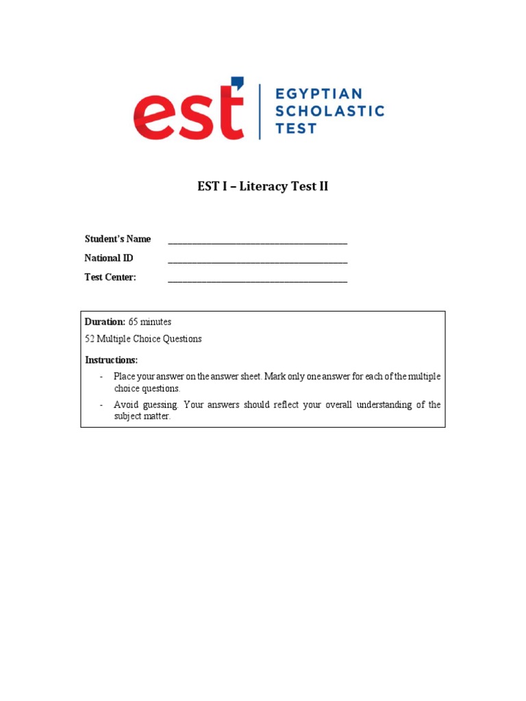 EST - Reading Comprehension | PDF | Weight | Sovereignty