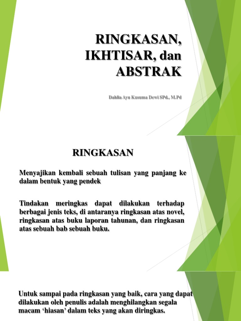 Ringkasan, Ikhtisar, Dan Abstrak | PDF