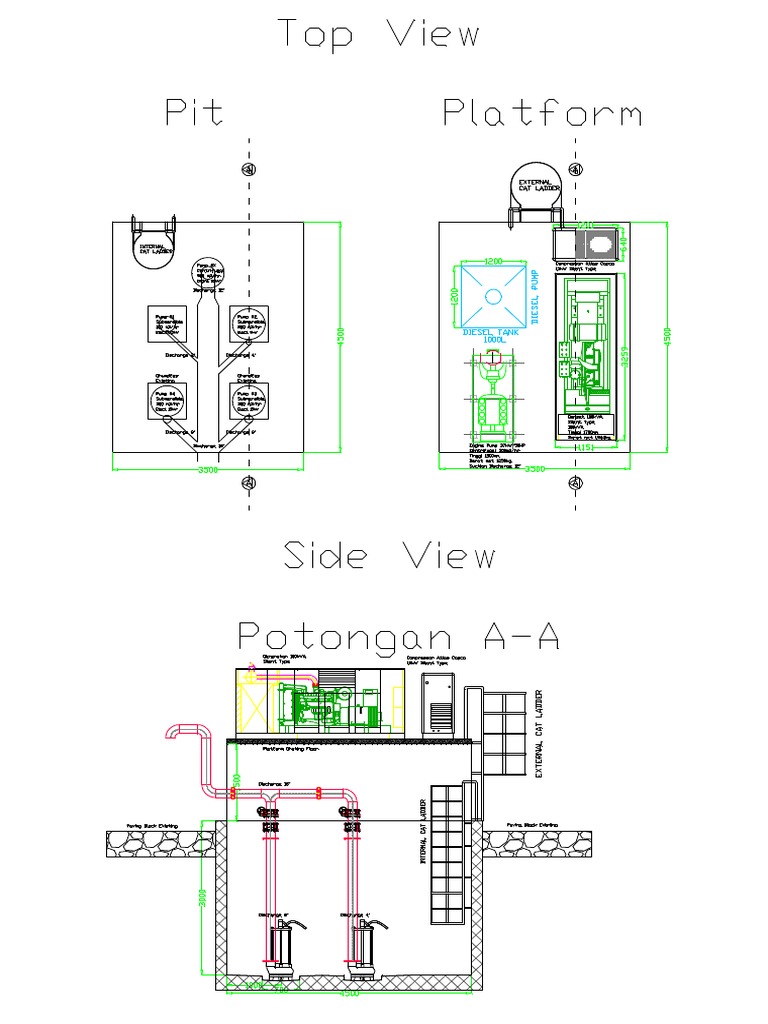 Layout Sump Pit Pompa Banjir Model