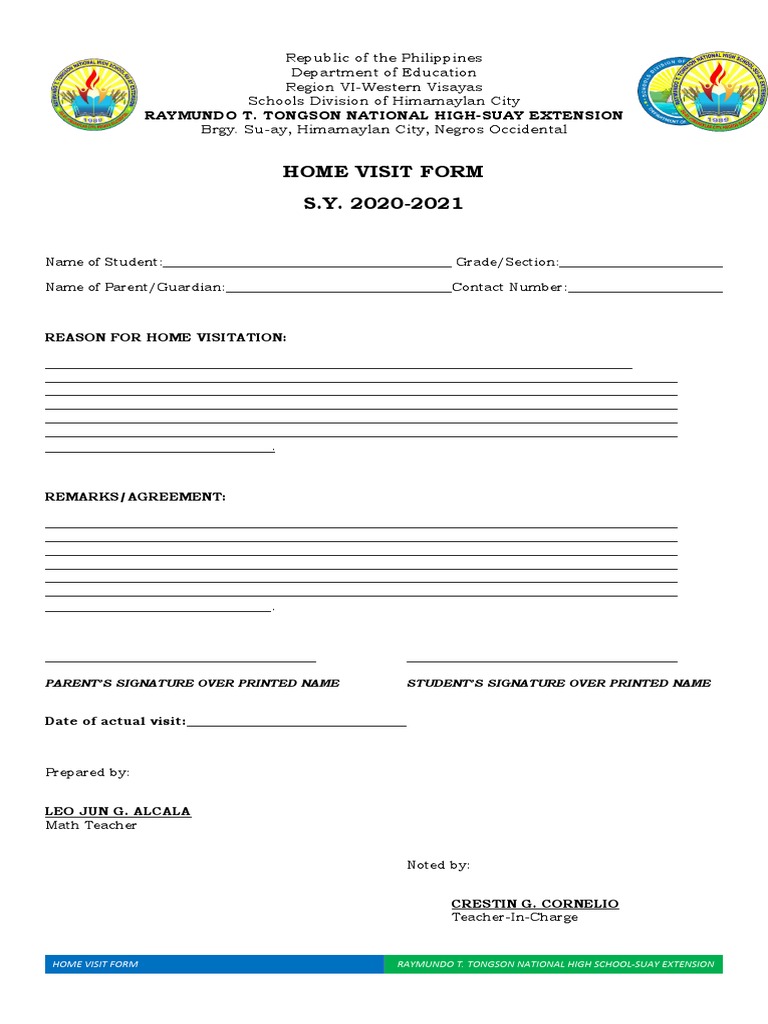Home Visit Form | PDF