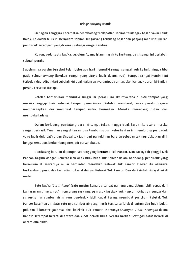 Telage Muyang Manis | PDF