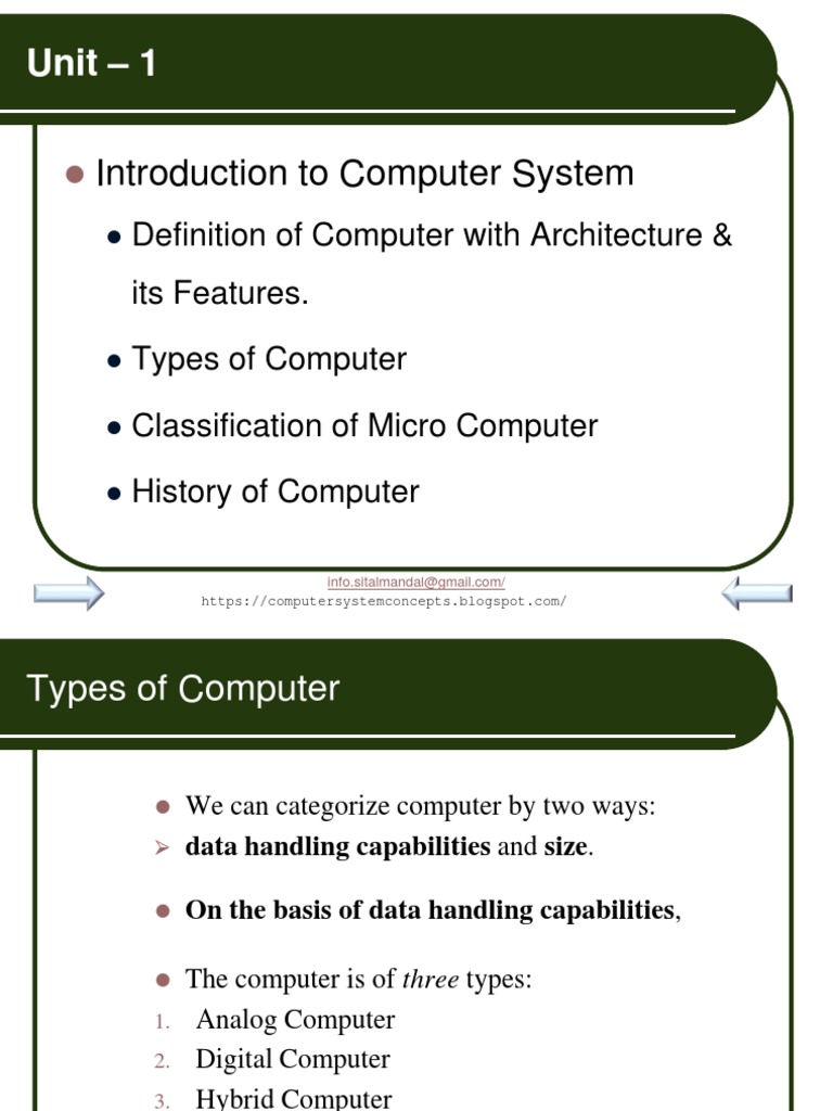 Introduction To Computer System: Unit - 1 | PDF | Microcomputers ...