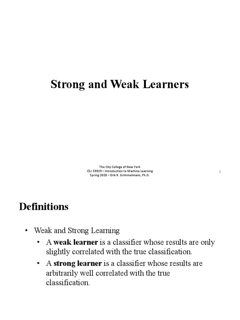ML 13 Strong and Weak Learners | PDF | Computational Neuroscience ...