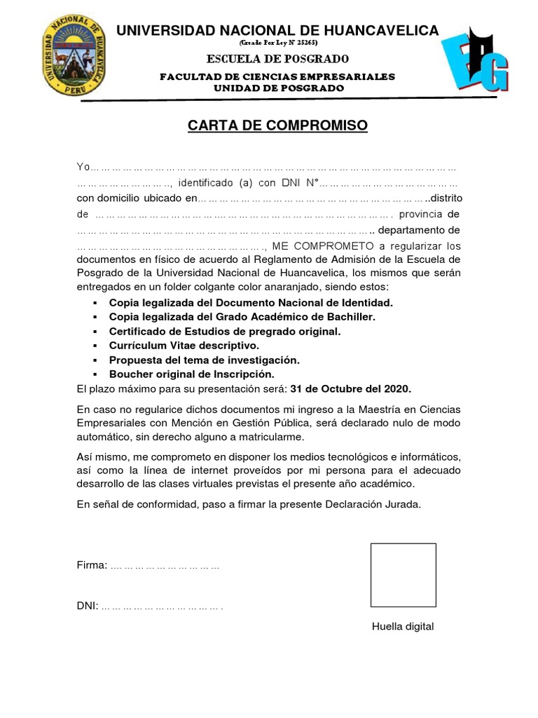 Ejemplo De Carta Compromiso Para Entregar Documentos Modelo De Informe