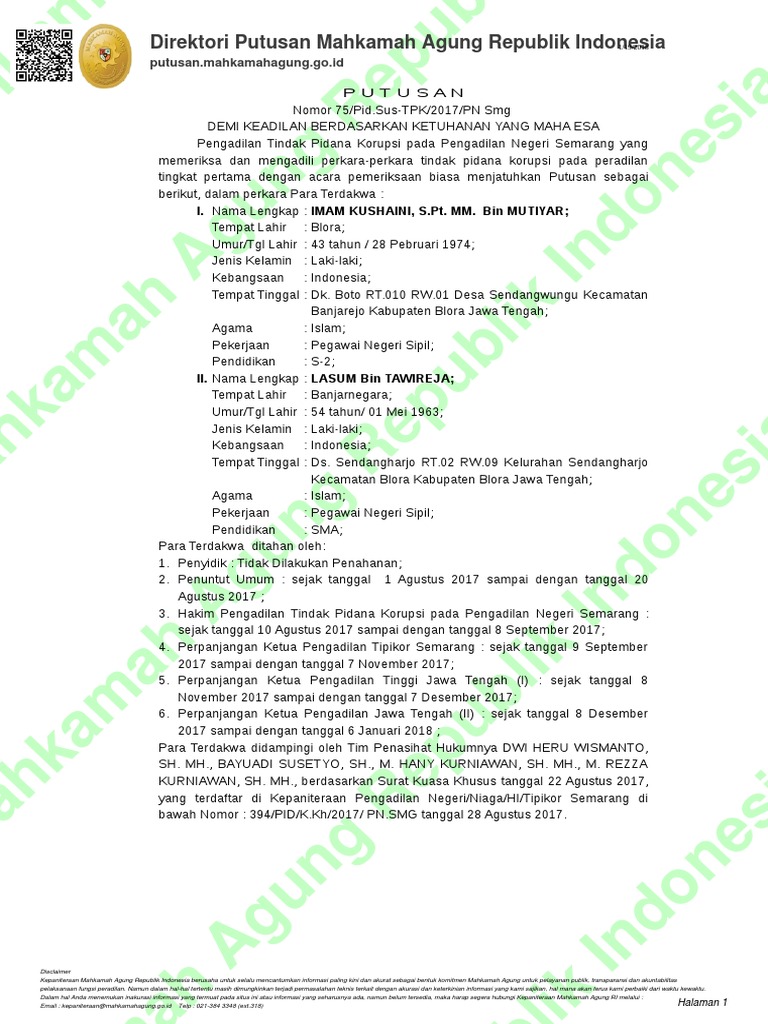 Putusan 75 Pid - Sus-Tpk 2017 PN SMG HIBAH | PDF