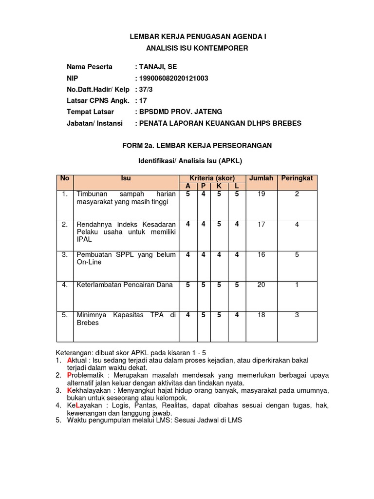 PENUGASAN AGENDA I LATSAR CPNS Revisi | PDF