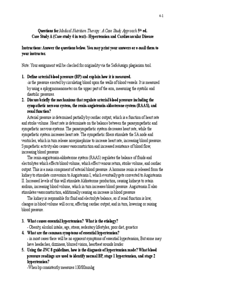 Case - Study - A - Questions (1) 2 | PDF | Hypertension | Blood Pressure