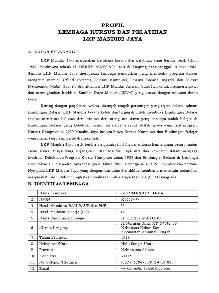 Profil Lembaga | PDF