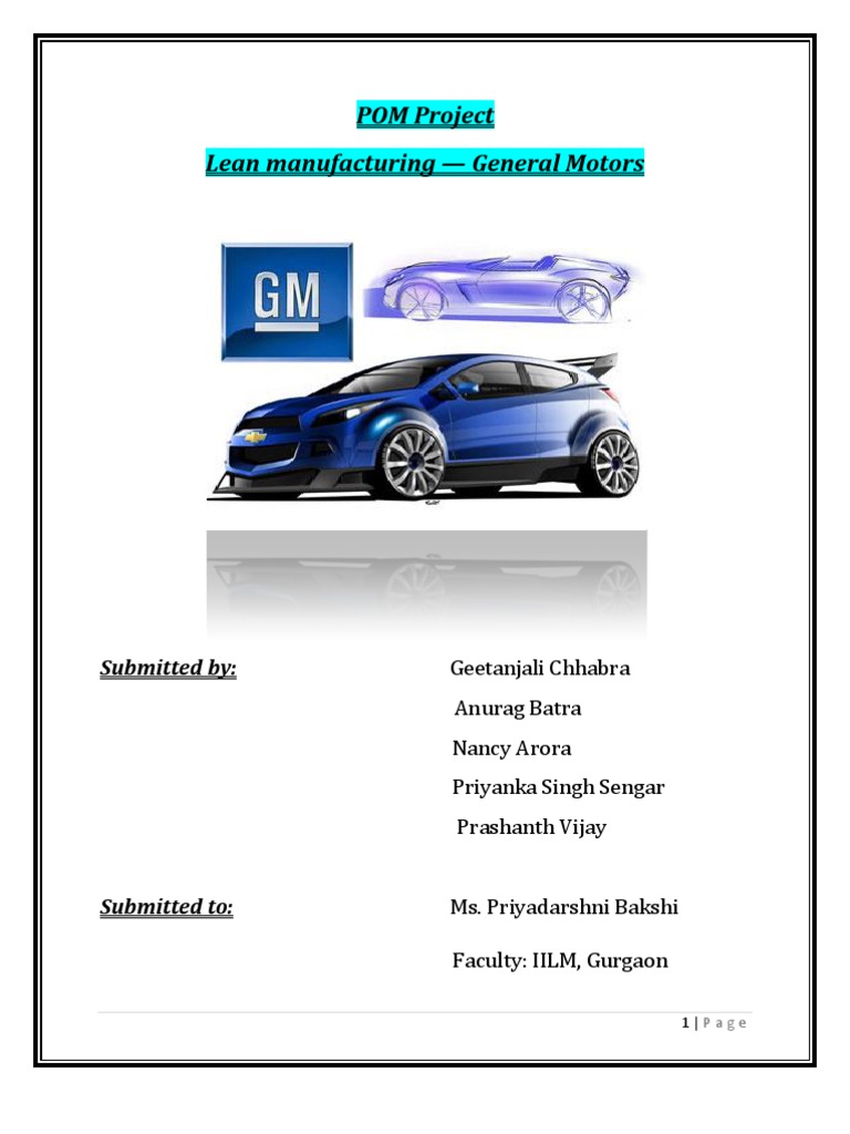 POM project_General Motors | Lean Manufacturing | General Motors