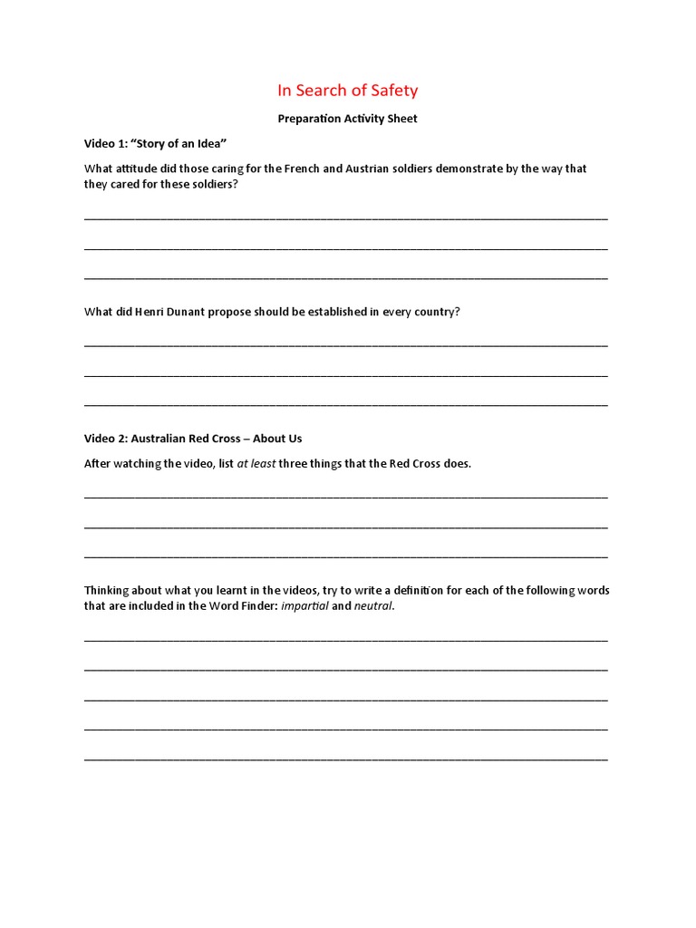 Preparation Activity Sheet in Search of Safety | PDF | Social Science