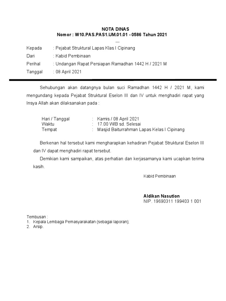 Nodis Undangan Ramadhan 2021 | PDF