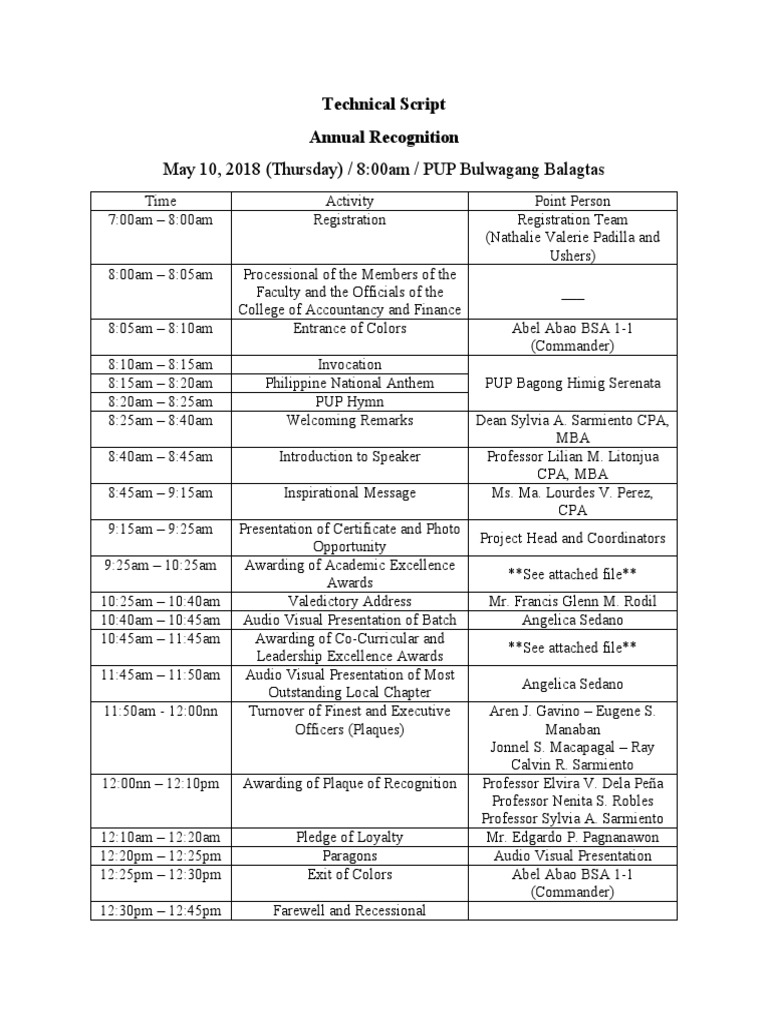 May 10, 2018 (Thursday) / 8:00am / PUP Bulwagang Balagtas: Technical ...