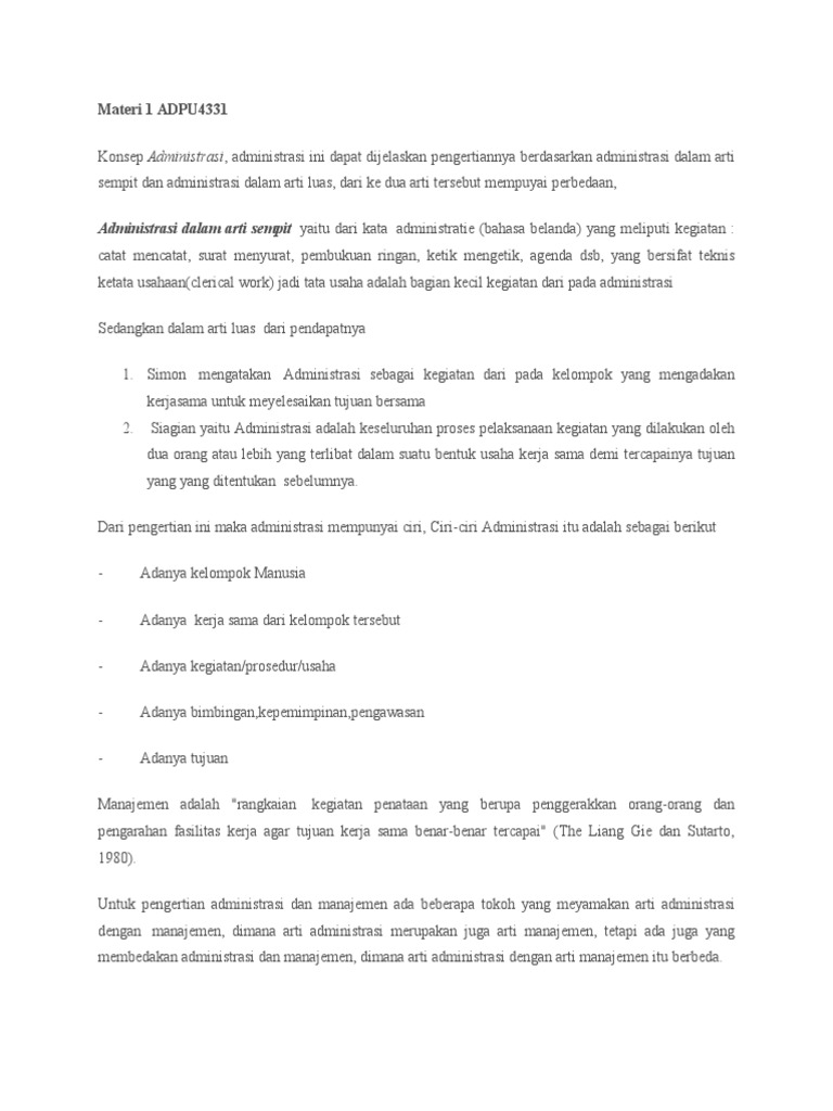 Konsep Administrasi dan Manajemen Dasar | PDF