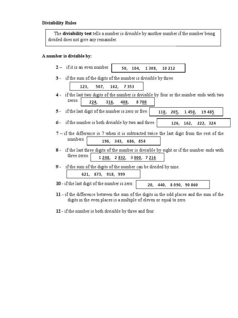 Divisibility Rule | PDF | Elementary Mathematics | Discrete Mathematics