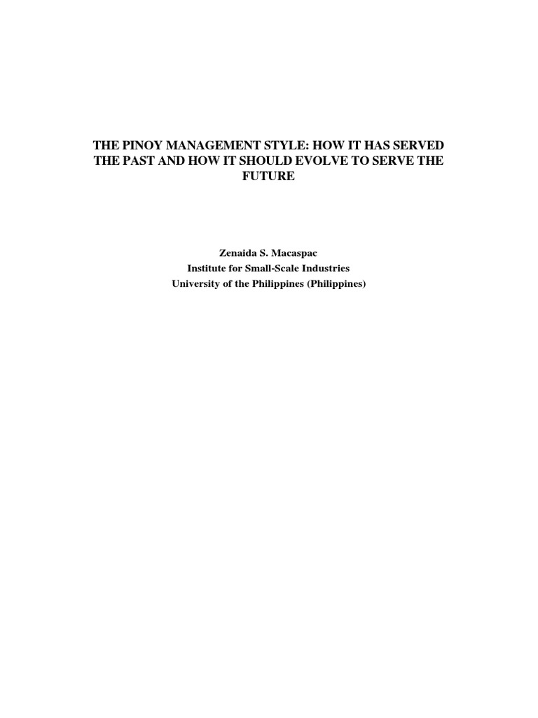 The Pinoy Management Style How It Has Served The Past and How It Should ...
