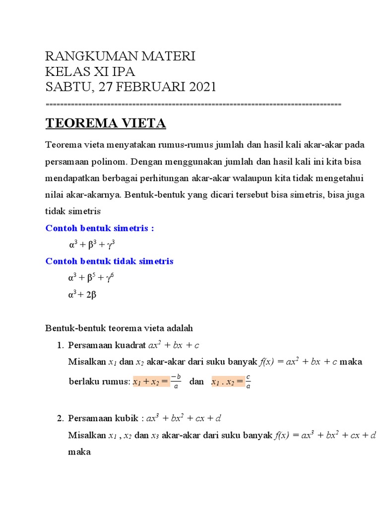 Teorema Vieta | PDF