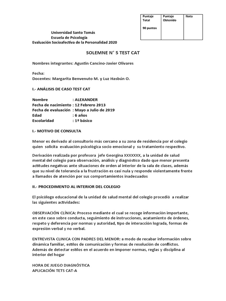 SOLEMNE #5 TEST CAT Agustin Cancino Javier Olivares | PDF | Soledad ...