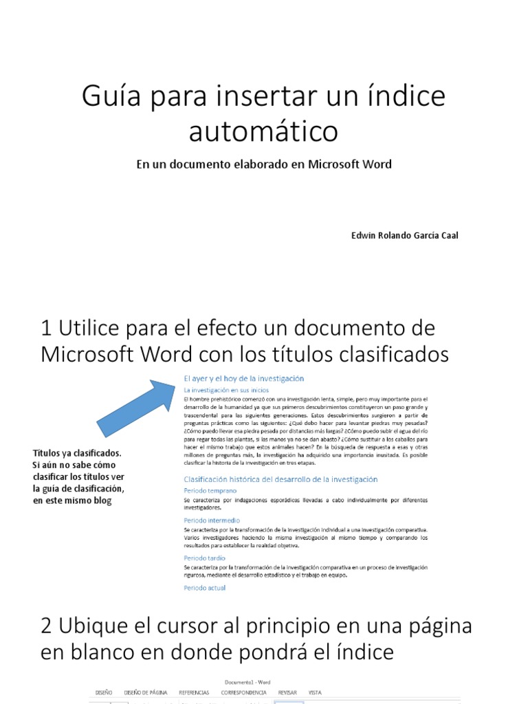 Guía para Insertar Un Índice Automático en Microsoft Word | PDF ...