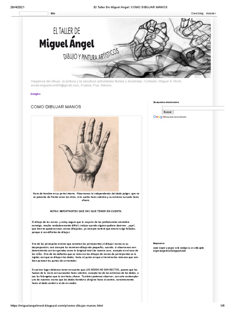 El Taller de Miguel Angel - Como Dibujar Manos | PDF | Mano | Dibujo