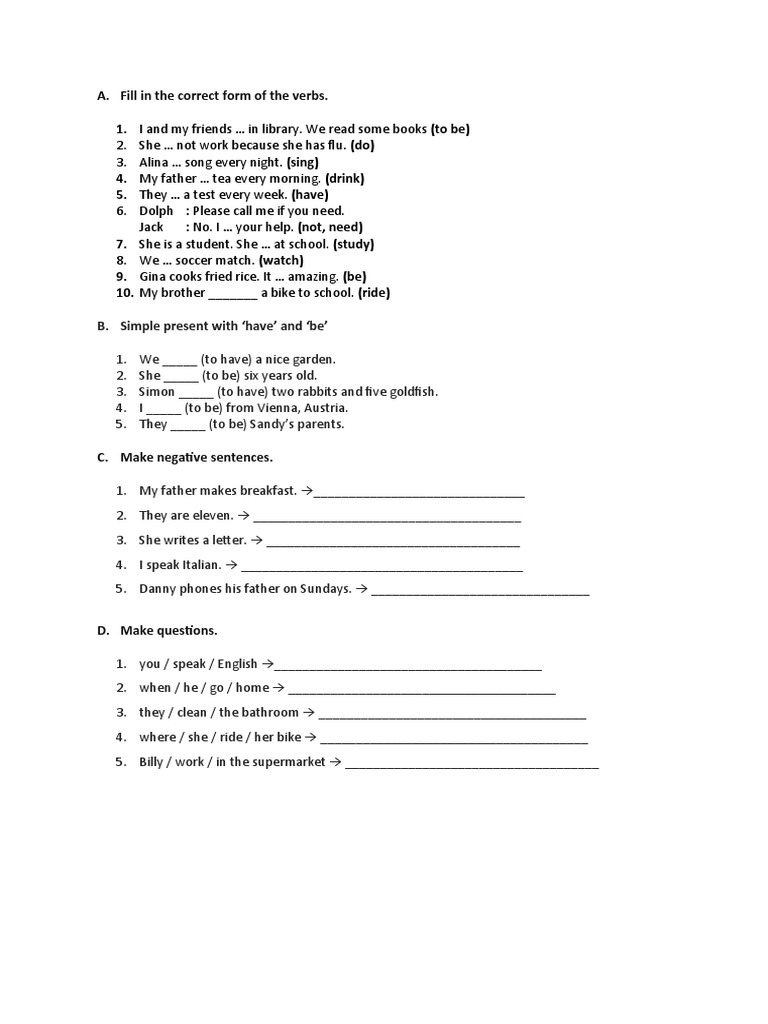 Simple Present Tense Latihan Soal | PDF