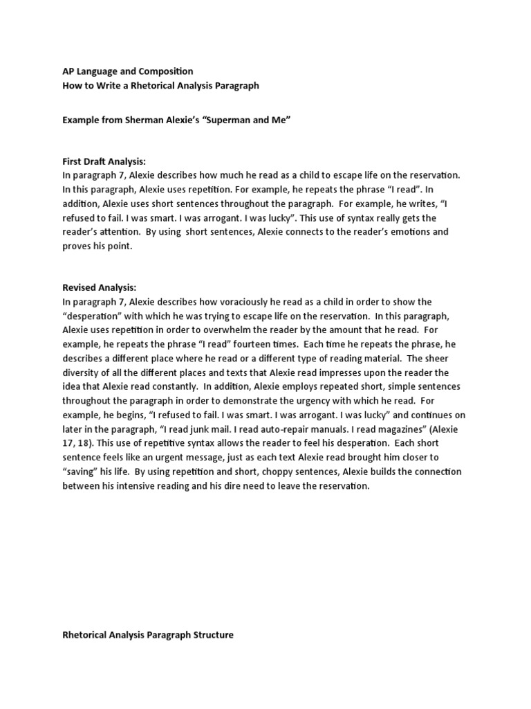 Rhetorical Analysis Paragraph Structure | PDF | Phrase | Paragraph