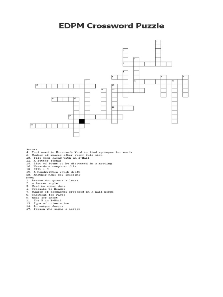 EDPM Crossword Puzzle | PDF