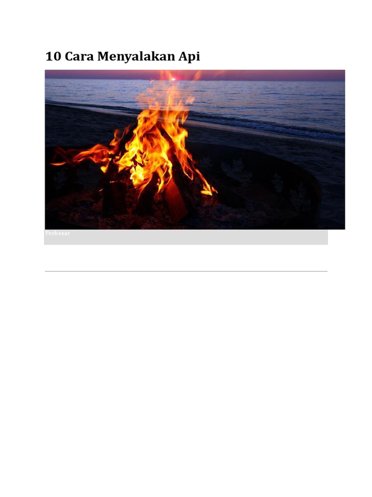 10 Cara Menyalakan Api: Perbesar | PDF
