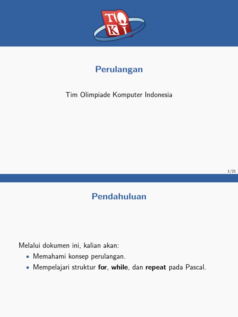 Struktur Perulangan dalam Bahasa Pemrograman | PDF