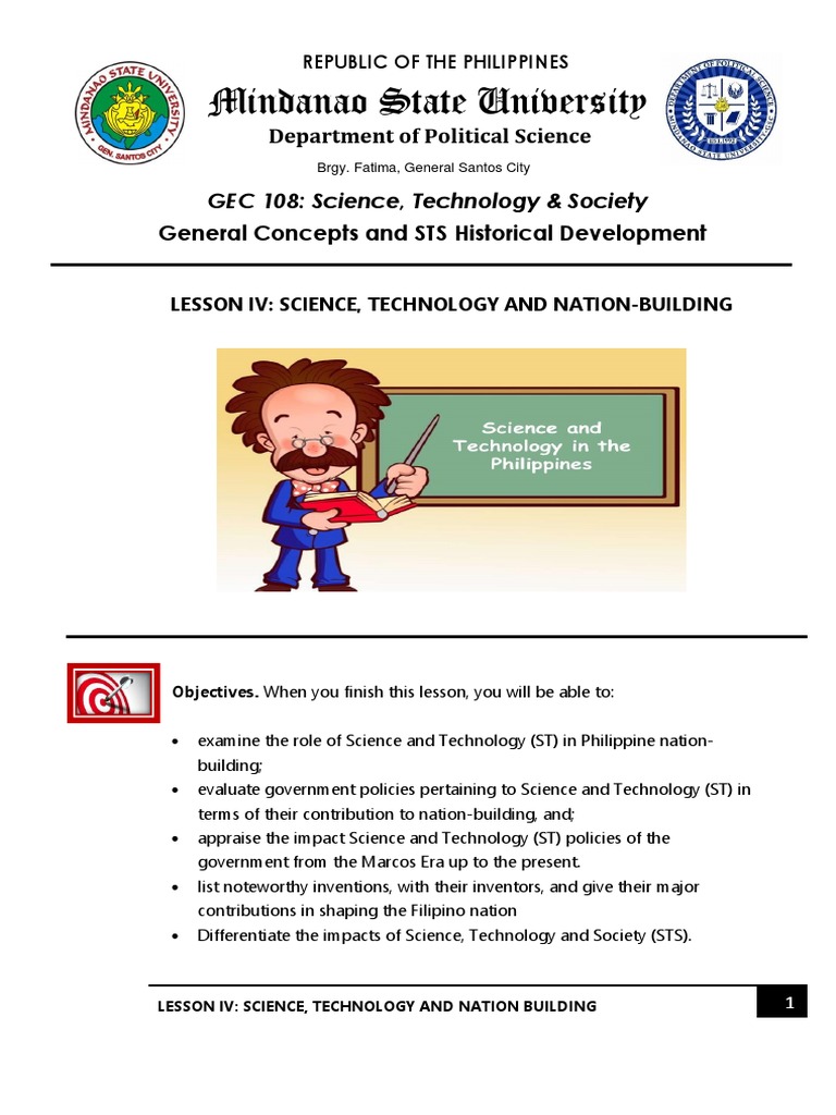 Lesson IV Science, Technology Nation-Building | PDF | Agriculture ...