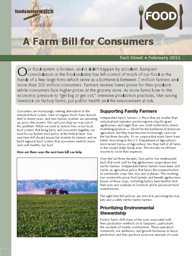 A Farm Bill For Consumers | PDF | Food Systems | Farms