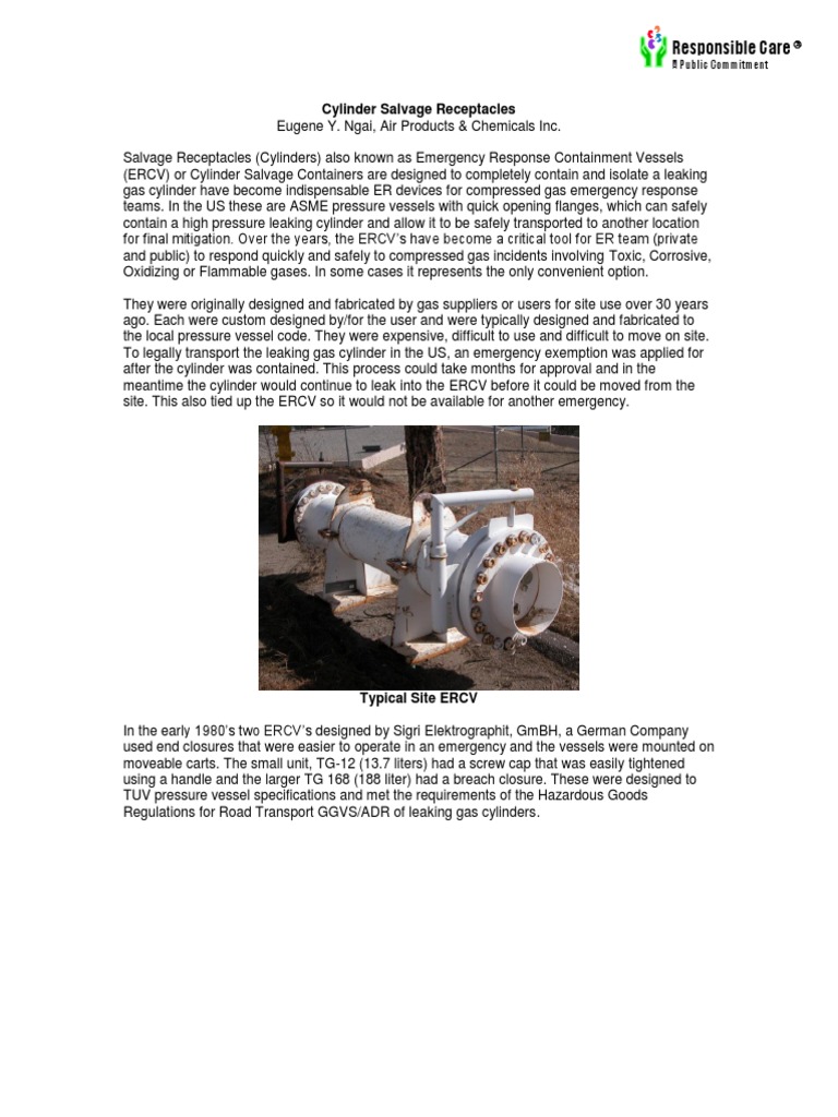 Cylinder Salvage Receptacles | PDF | Leak | Chemical Industry