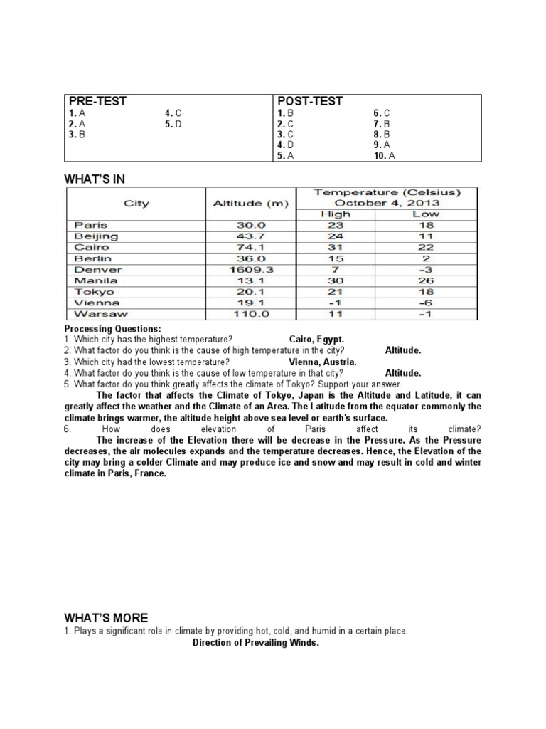 SCIENCE Answer Keys | PDF | Atmosphere Of Earth | Altitude