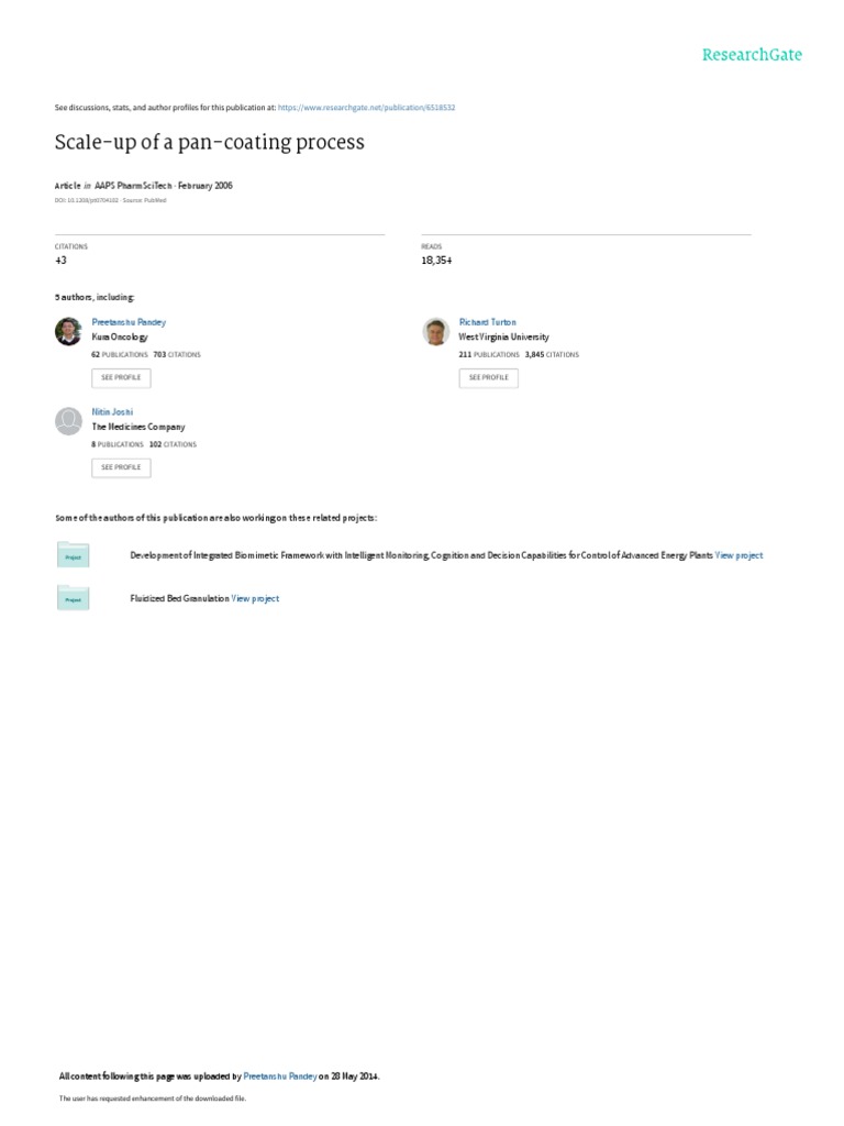 Scale-up of Pan Coating Process: Achieving Similar Drug Release and ...