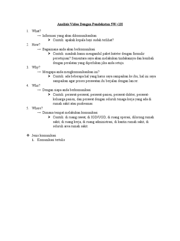 Analisis Video Dengan Pendekatan 5W | PDF