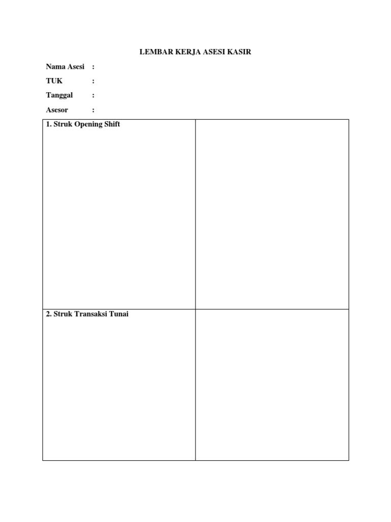 Form Penempelan Kasir | PDF