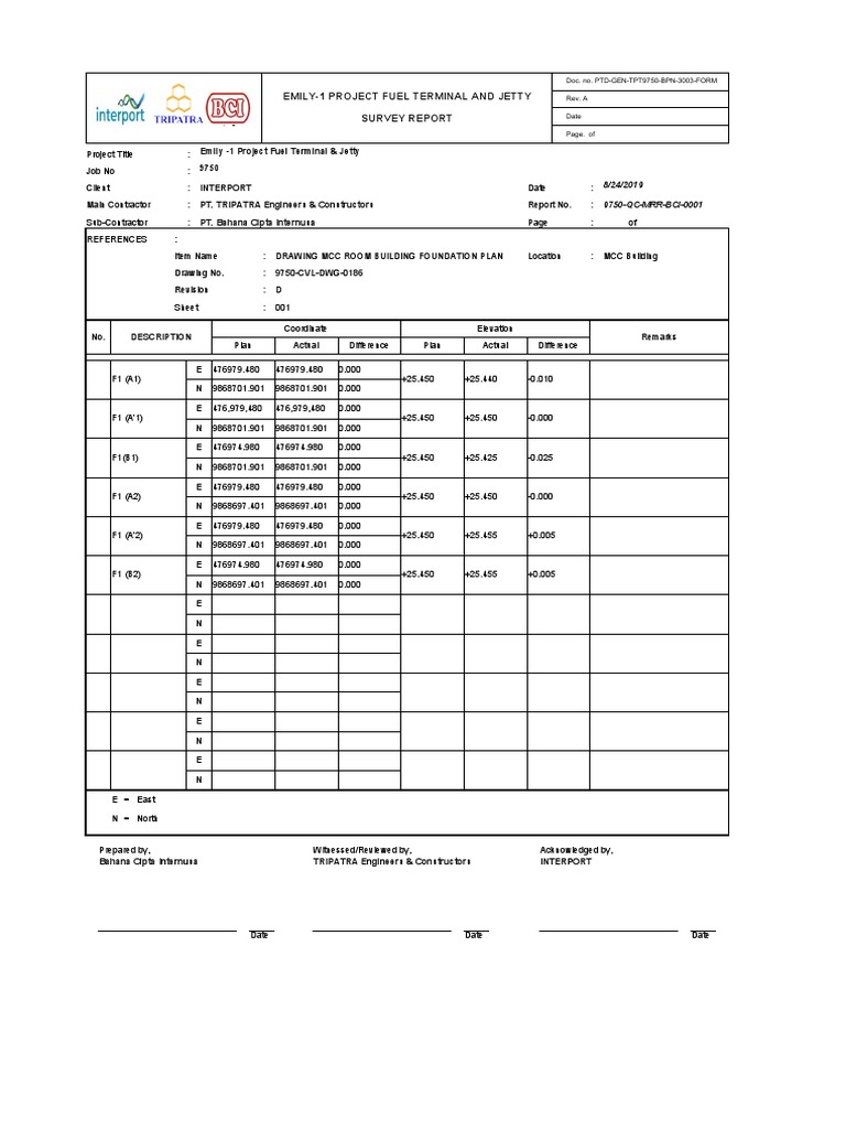 Emily-1 Project Fuel Terminal and Jetty Survey Report | PDF | Civil ...
