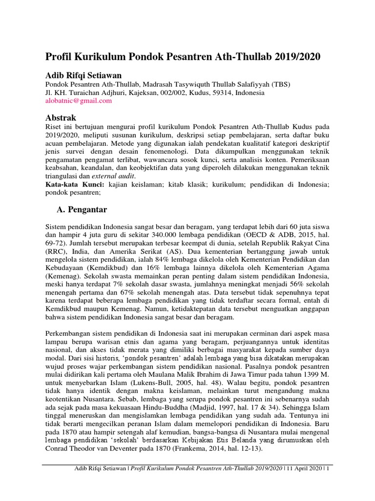 ΛRS - Kurikulum Ath-Thullab | PDF