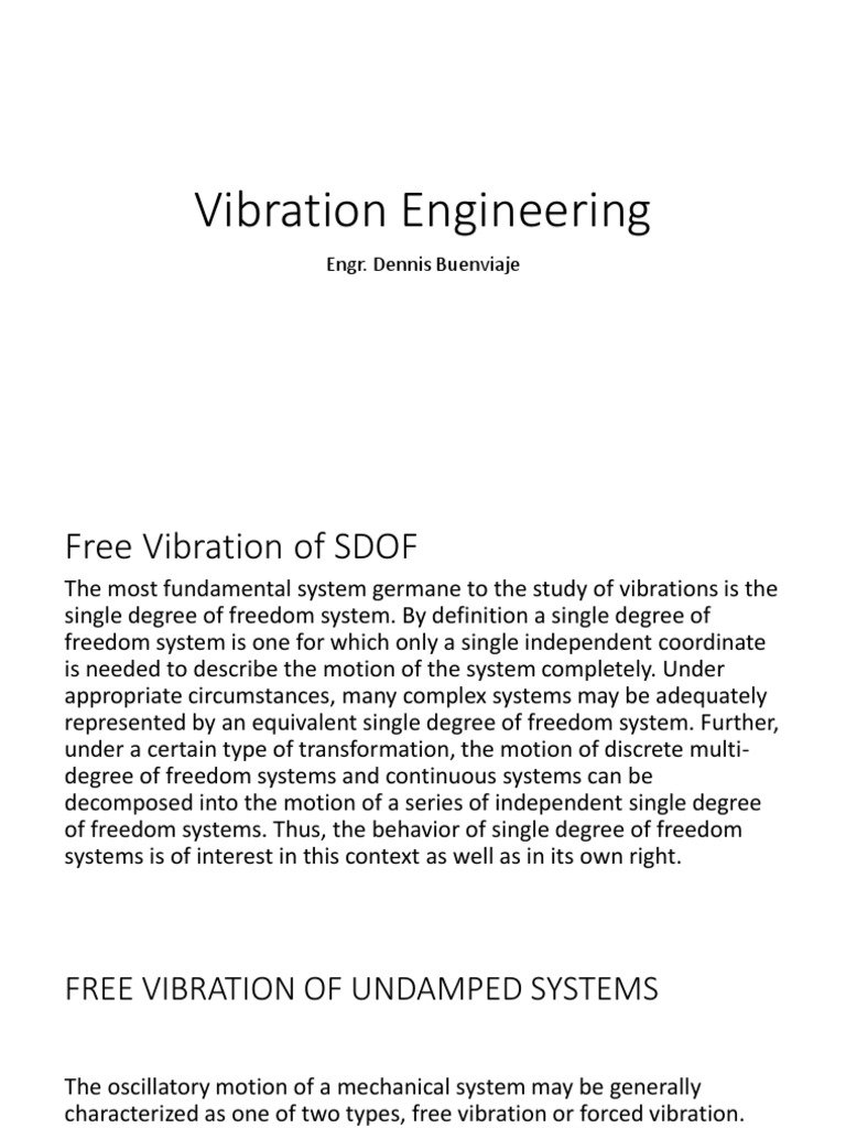 Free Vibration of SDOF Systems Explained | PDF | Resonance | Frequency