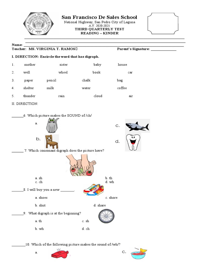 3rd Quarterly Test Kinder | PDF | Mountains | Oceans