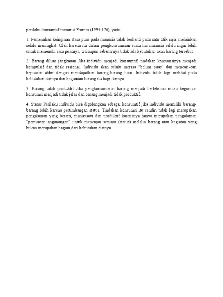 Perilaku Konsumtif Menurut Fromm | PDF