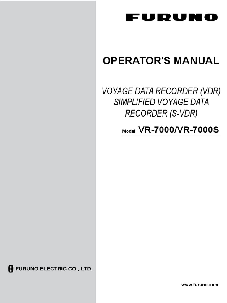 Operator'S Manual: Voyage Data Recorder (VDR) Simplified Voyage Data ...