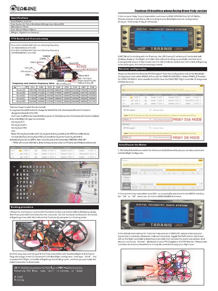 Eachine Trashcan FRSKY Manual | PDF